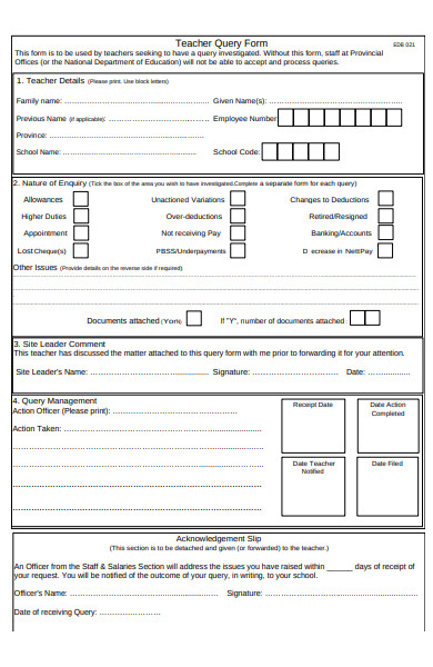 FREE 50+ Sample Query Forms in PDF | MS Word