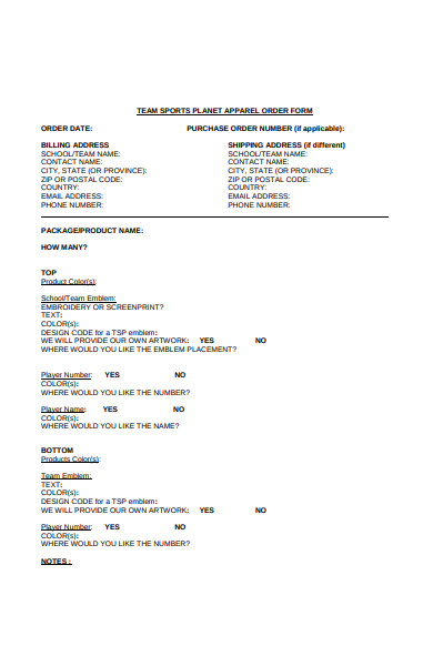 FREE 52+ Apparel Order Forms in PDF | Ms Word | XLS