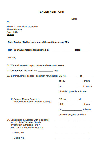 FREE 52+ Bid Forms in PDF | MS Word | XLS