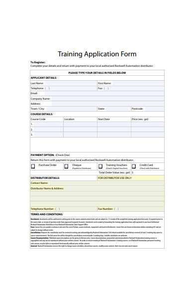 FREE 32+ Training Application Forms in PDF | MS Word | XLS