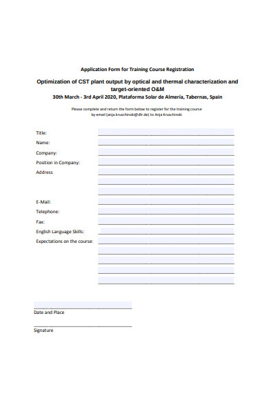 FREE 46+ Training Form Samples, PDF, Word, Google Docs, Excel