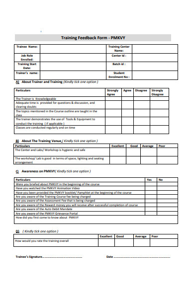 FREE 46+ Training Form Samples, PDF, Word, Google Docs, Excel