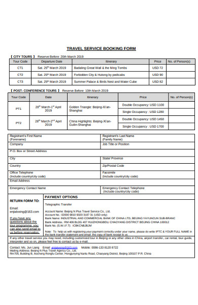 FREE 38+ Travel Booking Forms in PDF | MS Word