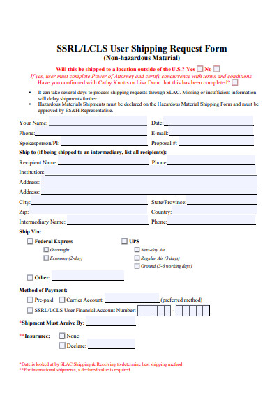 FREE 41+ Shipping Form Samples, PDF, MS Word, Google Docs, Excel