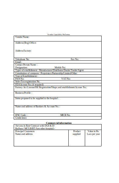 FREE 36+ Vendor Form Samples, PDF, MS Word, Google Docs, Excel