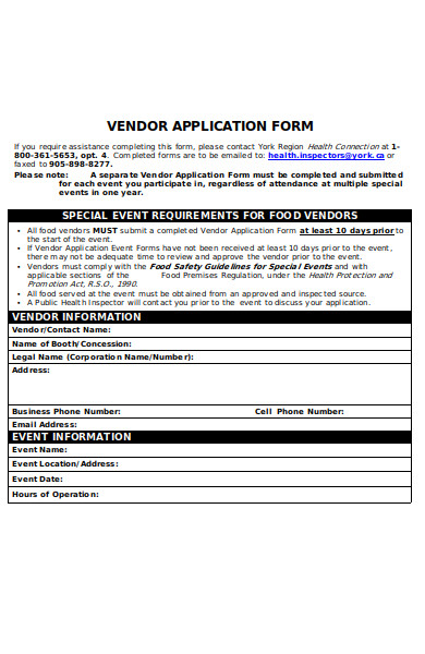FREE 36+ Vendor Form Samples, PDF, MS Word, Google Docs, Excel