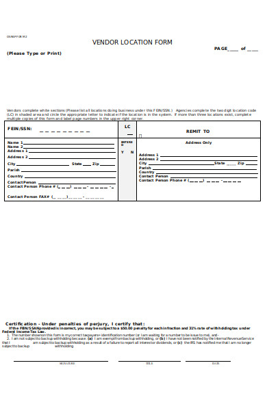 FREE 36+ Vendor Form Samples, PDF, MS Word, Google Docs, Excel