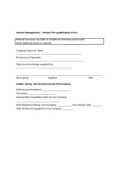 FREE 32+ Vendor Forms in PDF | MS Word | Excel