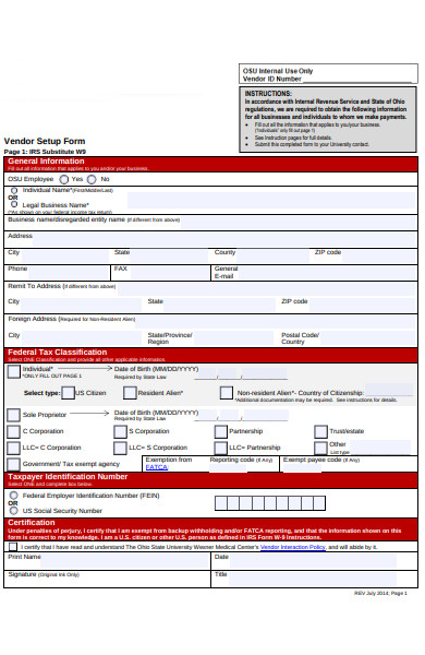 FREE 36+ Vendor Form Samples, PDF, MS Word, Google Docs, Excel