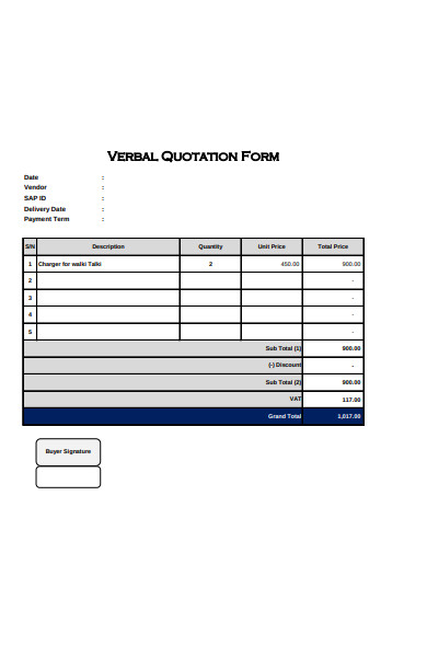 FREE 57+ Quotation Form Samples, PDF, MS Word, Google Docs, Excel