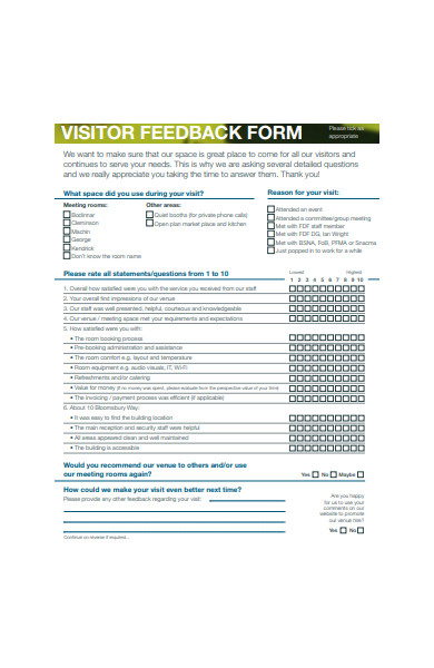FREE 36+ Visitors Form Samples, PDF, MS Word, Google Docs, Excel