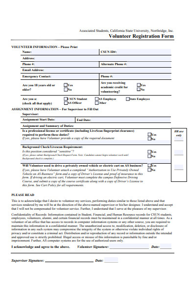 FREE 30+ Volunteer Registration Forms in PDF | MS Word