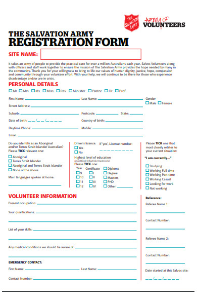 FREE 30+ Volunteer Registration Forms in PDF | MS Word