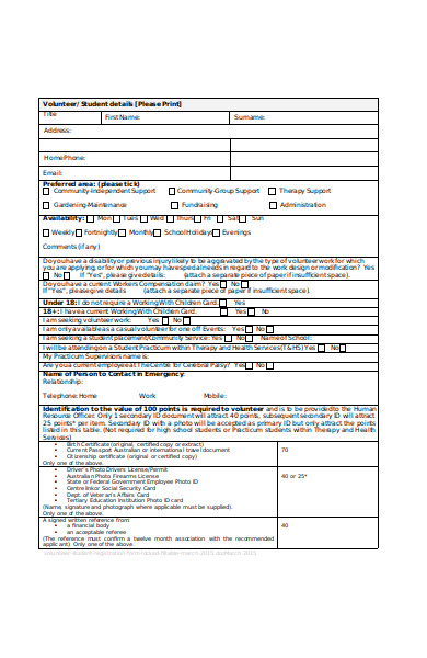 FREE 30+ Volunteer Registration Forms in PDF | MS Word