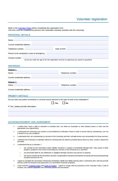 FREE 30+ Volunteer Registration Forms in PDF | MS Word