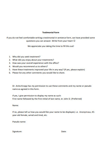 FREE 31+ Testimonial Form Samples, PDF, MS Word, Google Docs