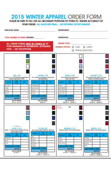 FREE 52+ Apparel Order Forms in PDF | Ms Word | XLS