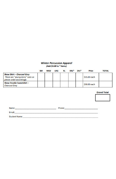 FREE 52+ Apparel Order Forms in PDF | Ms Word | XLS