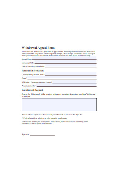 FREE 35+ Withdrawal Form Samples, PDF, MS Word, Google Docs, Excel