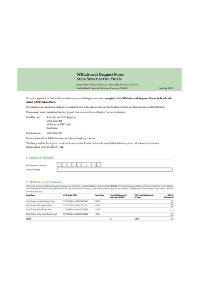 FREE 35+ Withdrawal Form Samples, PDF, MS Word, Google Docs, Excel
