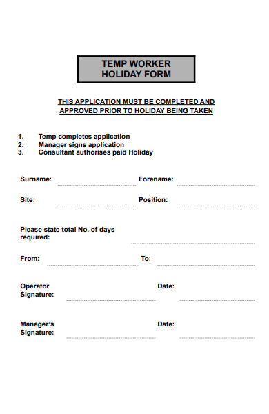 FREE 32+ Holiday Forms in PDF | MS Word