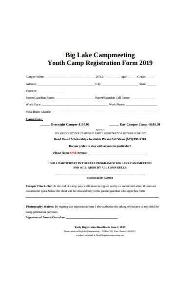 FREE 33+ Camp Registration Forms in PDF | MS Word| XLS