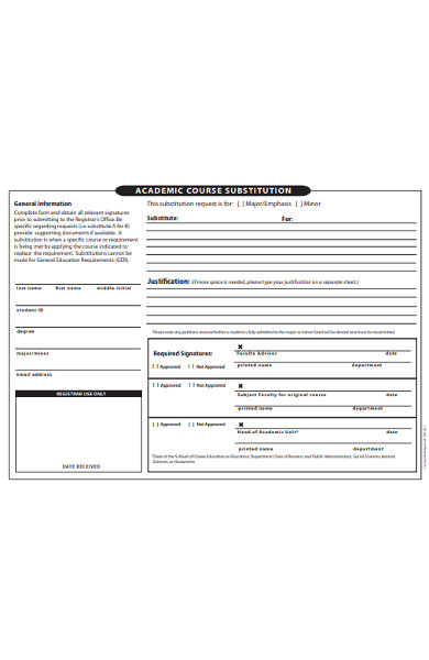 FREE 33+ Course Substitution Forms in PDF | Ms Word (doc.)