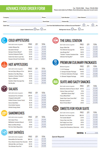 FREE 40+ Food Order Form Samples, PDF, MS Word, Google Docs