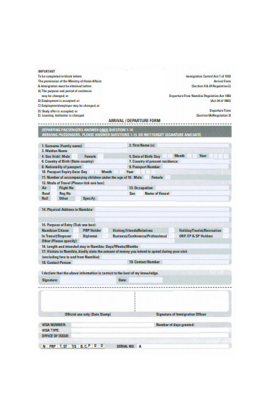 FREE 29+ Arrival Form Samples, PDF, MS Word, Google Docs
