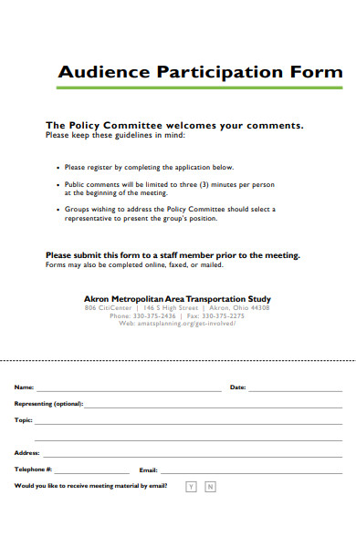 FREE 50+ Participation Forms in PDF | MS Word