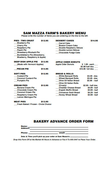 FREE 31+ Bakery Order Forms in PDF | Ms Word | XLS
