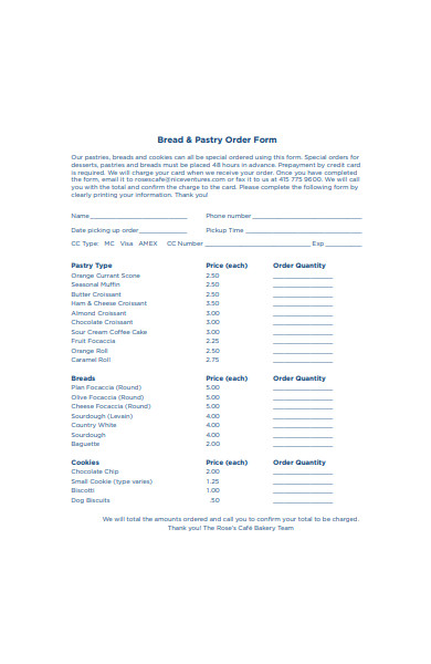 FREE 31+ Bakery Order Forms in PDF | Ms Word | XLS