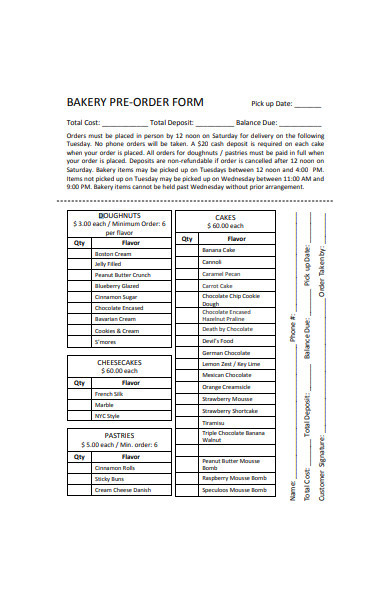 FREE 31+ Bakery Order Forms in PDF | Ms Word | XLS