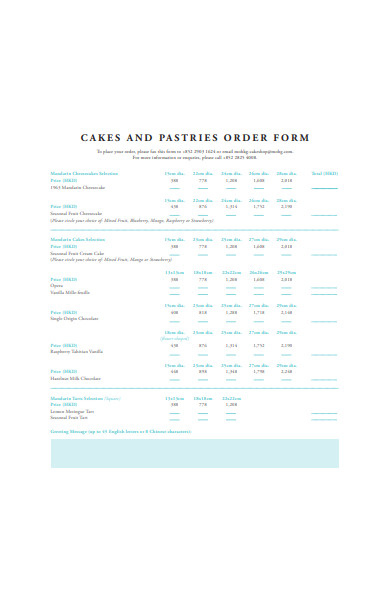 FREE 31+ Bakery Order Forms in PDF | Ms Word | XLS