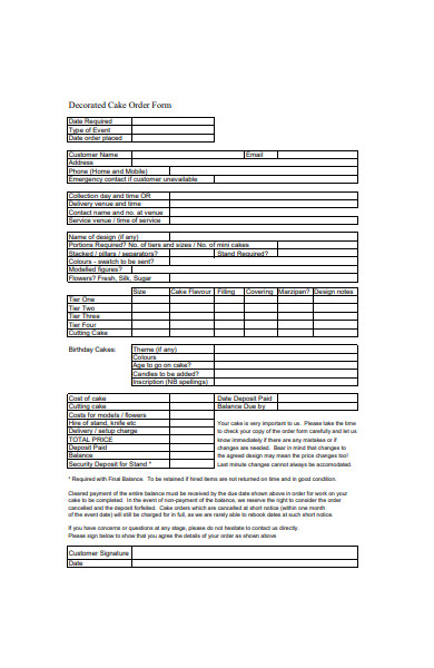 FREE 31+ Bakery Order Forms in PDF | Ms Word | XLS