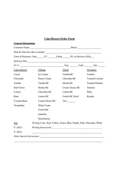 FREE 31+ Bakery Order Forms in PDF | Ms Word | XLS