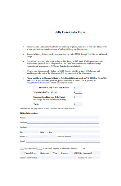 FREE 31+ Bakery Order Forms in PDF | Ms Word | XLS