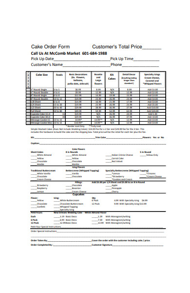 FREE 31+ Bakery Order Forms in PDF | Ms Word | XLS