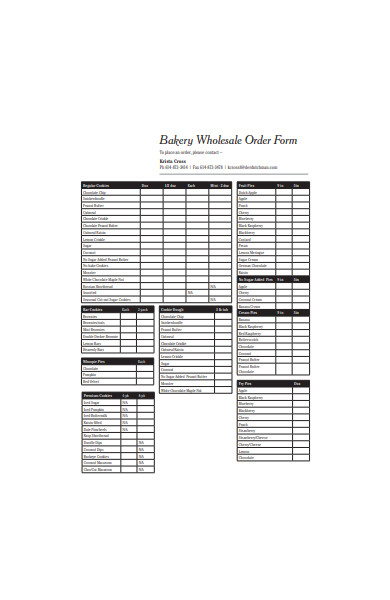 FREE 31+ Bakery Order Forms in PDF | Ms Word | XLS