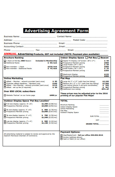 FREE 20+ Advertising Agreement Forms in PDF | Ms Word