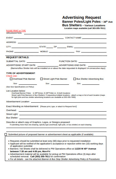 FREE 40+ Advertising Request Forms in PDF | MS Word