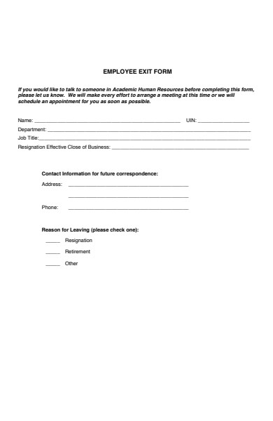 FREE 29+ Employee Resignation Form Samples, PDF, MS Word, Google Docs