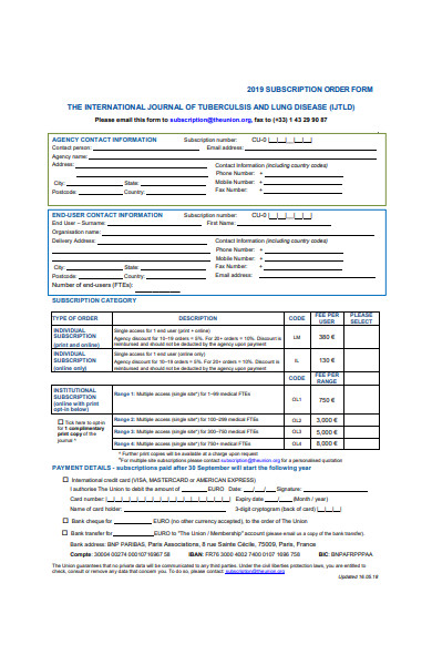 FREE 40+ Subscribe Forms in PDF | Ms Word (doc.)
