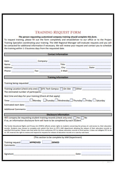 FREE 37+ Training Request Forms in PDF | Ms Word