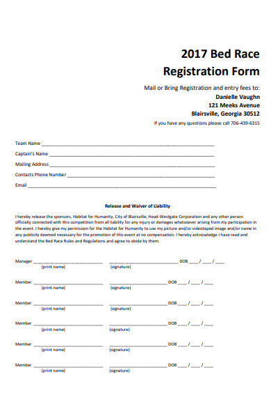 FREE 50+ Race Registration Form in PDF | Ms Word