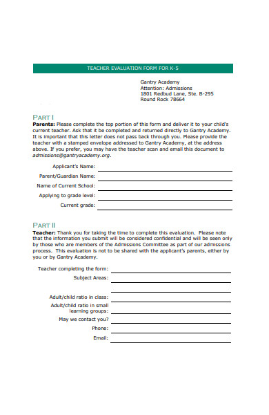 FREE 32+ Teachers Evaluation Forms in PDF | Ms Word