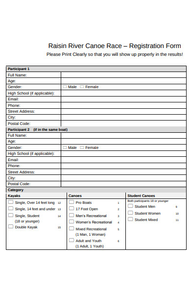 FREE 50+ Race Registration Form in PDF | Ms Word