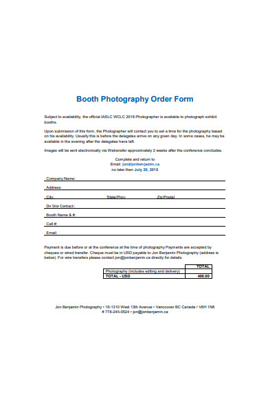 FREE 30+ Photography Order Forms in PDF | Ms Word
