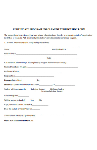 FREE 30+ Enrollment Verification Form Samples, PDF, MS Word, Google Docs