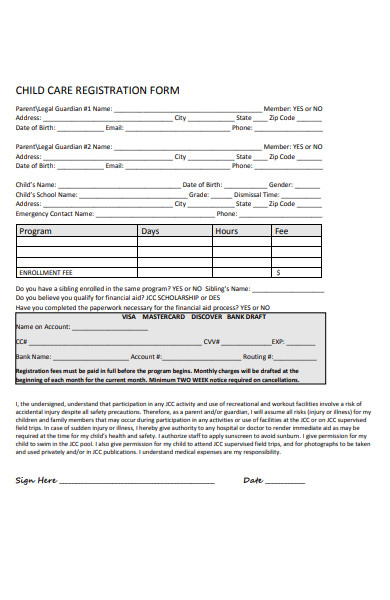 FREE 49+ Childcare Registration Forms in PDF | Ms Word